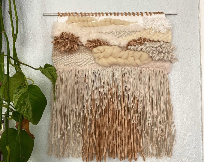 Large Neutral and White Wall Hanging. Natural Woven Decor. Bohemian ...