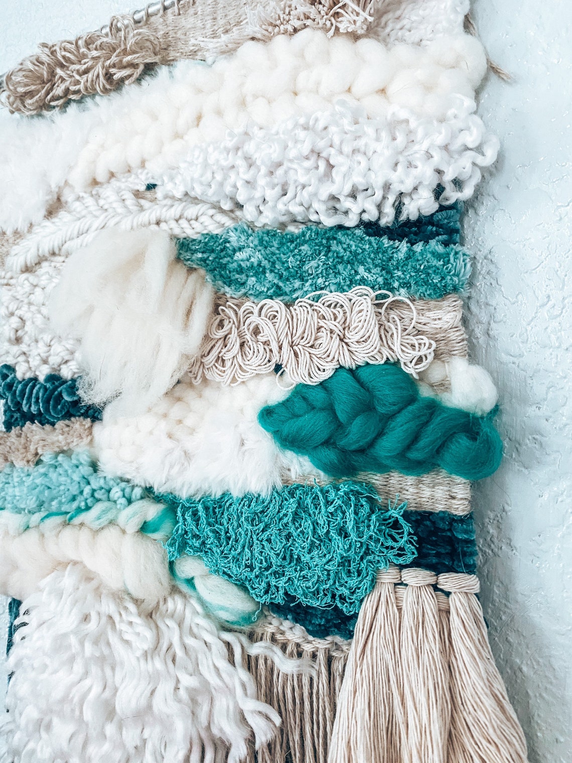 Large Neutral and Blue Wall Hanging. Blue Woven Decor. - Etsy