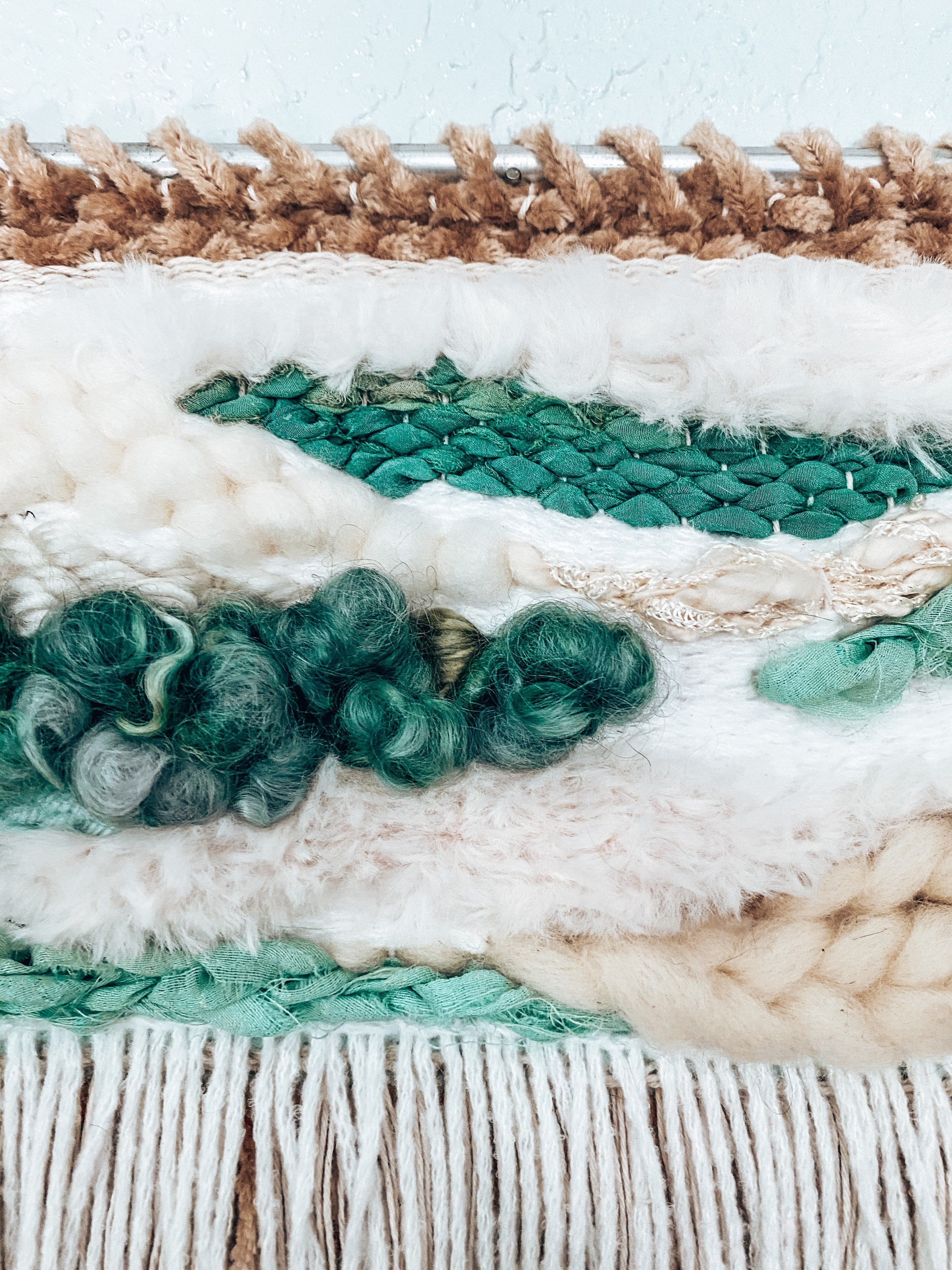 Large Neutral and Aqua Wall Hanging. Natural Woven Decor. Bohemian Home ...