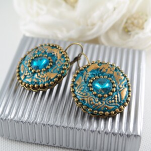 Blue Big Round Drop Earrings sky Blue Boho Ethnic Earrings Azure ...