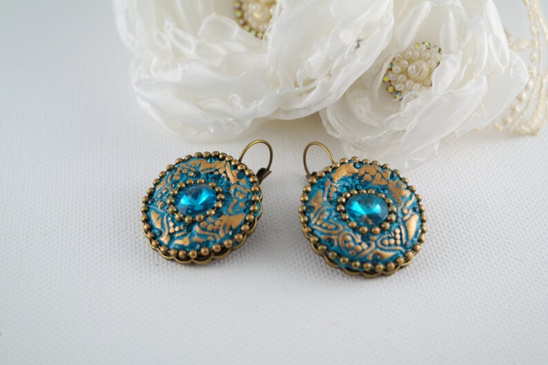Blue Big Round Drop Earrings sky Blue Boho Ethnic Earrings Azure ...
