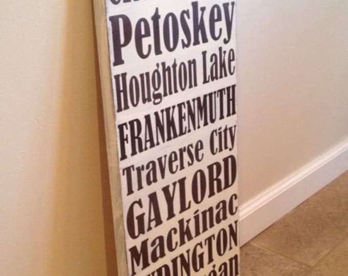Michigan Upnorth Cities Sign Wood Wall Art - Etsy