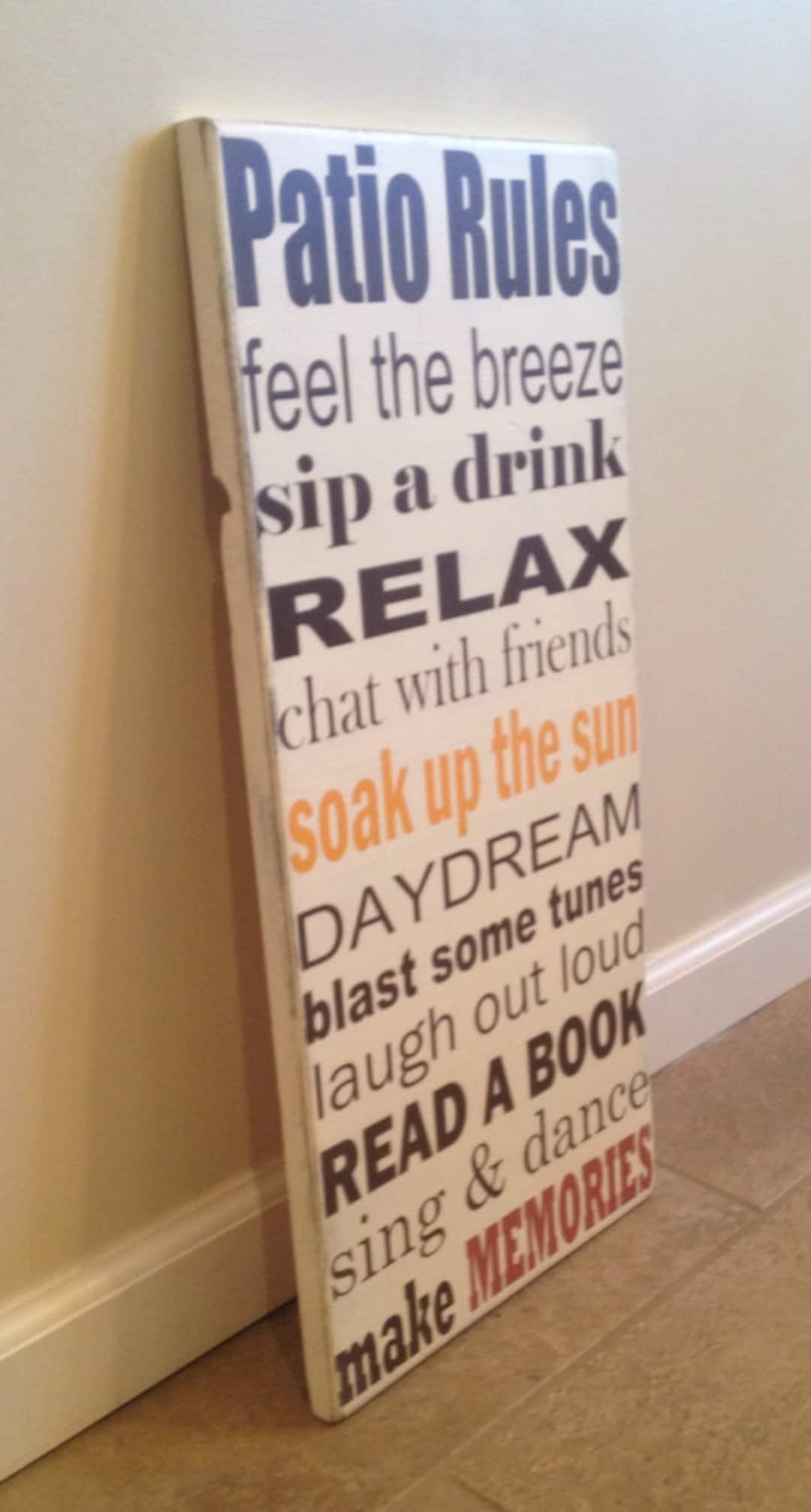 Patio Rules Sign - Wood Wall Art - Etsy