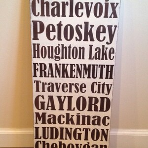 Michigan Upnorth Cities Sign - Wood Wall Art - Etsy