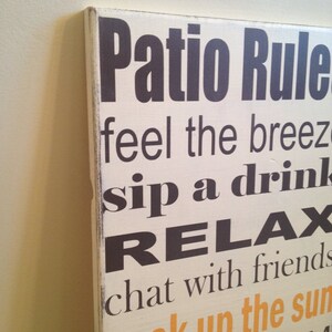 Patio Rules Sign - Wood Wall Art - Etsy