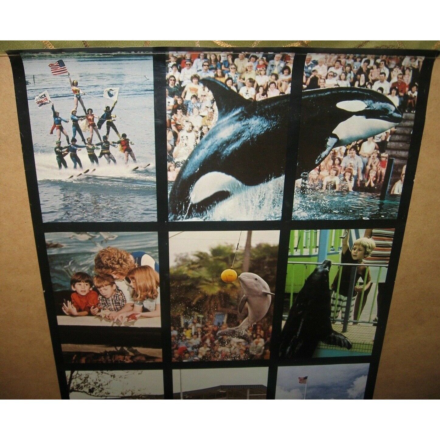 Vintage Sea World Promo Poster DC Superheroes Skiing Shamu FREE Ship Ad ...