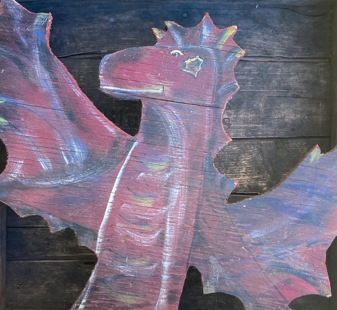 Wooden Dragon, Large Dragon, Vintage Dragon, Fantasy, Dragon Decor, Red ...