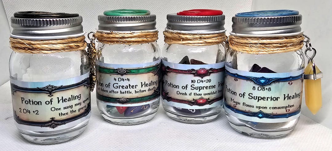 Dungeons and Dragons Healing Potion Jars/dnd 4 Set/larping - Etsy