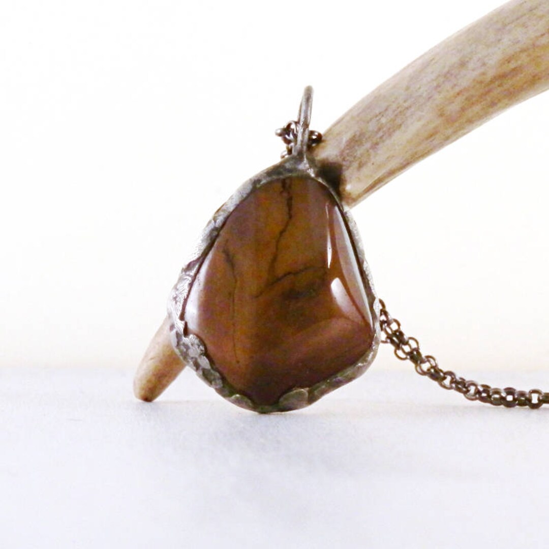 Buy Mookaite Jasper Cute Brown Stone Earthy Autumn Pendant Necklace ...