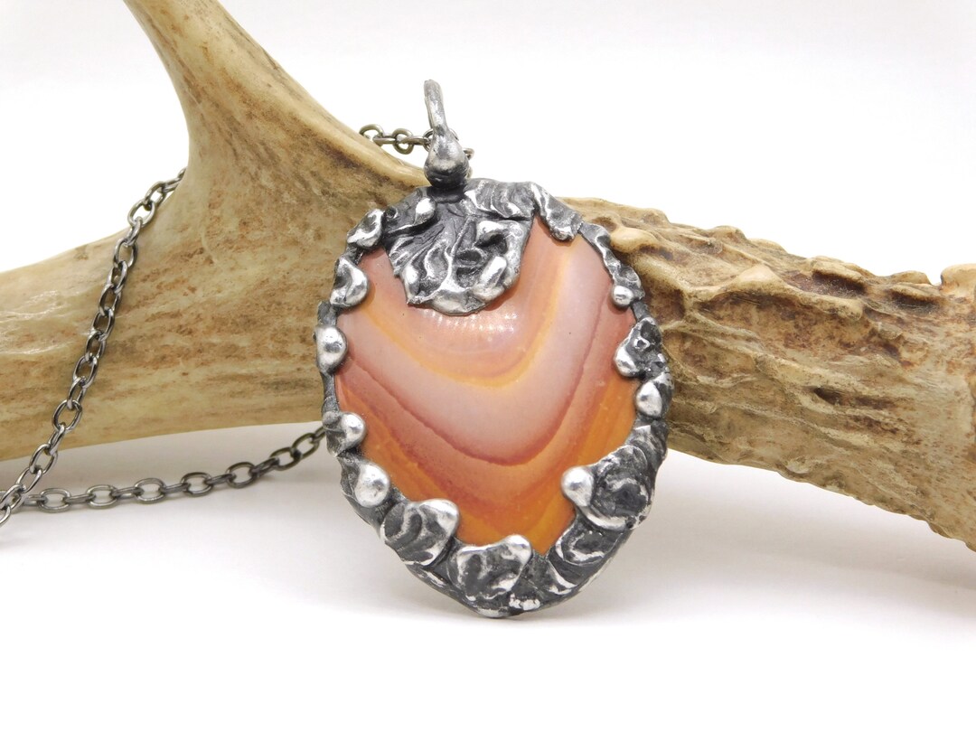 Laguna Agate Pendant Banded Chalcedony Necklace Metaphysical Cleansing ...