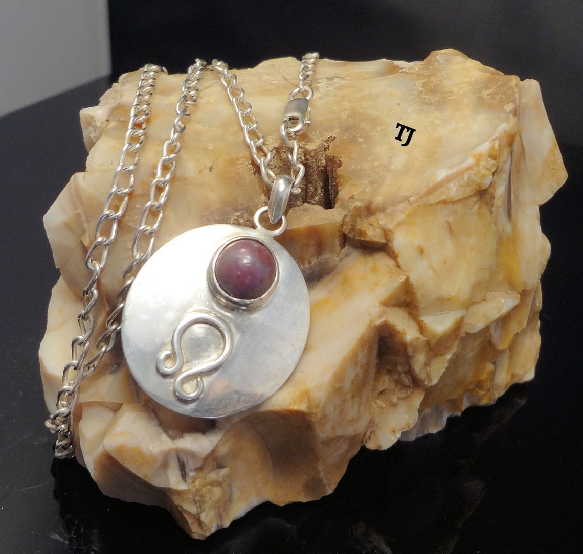 Leo Ruby Zodiac Necklace Handmade Solid Sterling Silver - Etsy