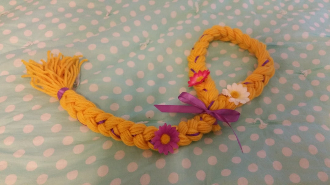 Custom Disney Inspired Tangled Rapunzel Braid Adjustable Yarn Hair Wig ...