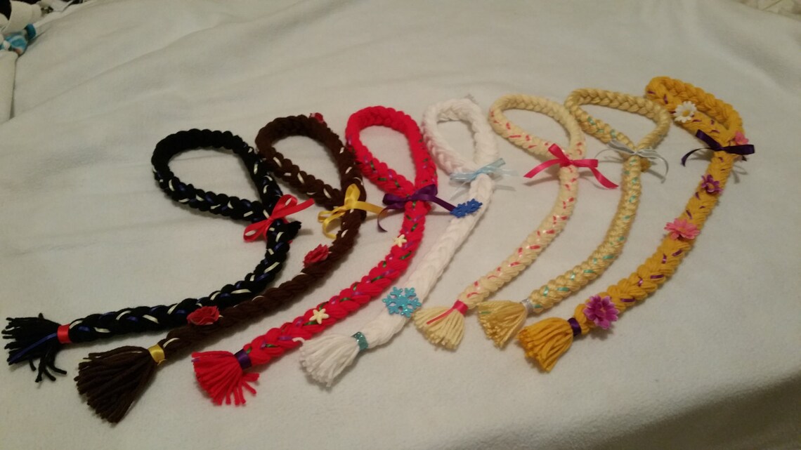 Disney Inspired Princess Braid Pack! Adjustable Yarn Hair Wig Costume ...