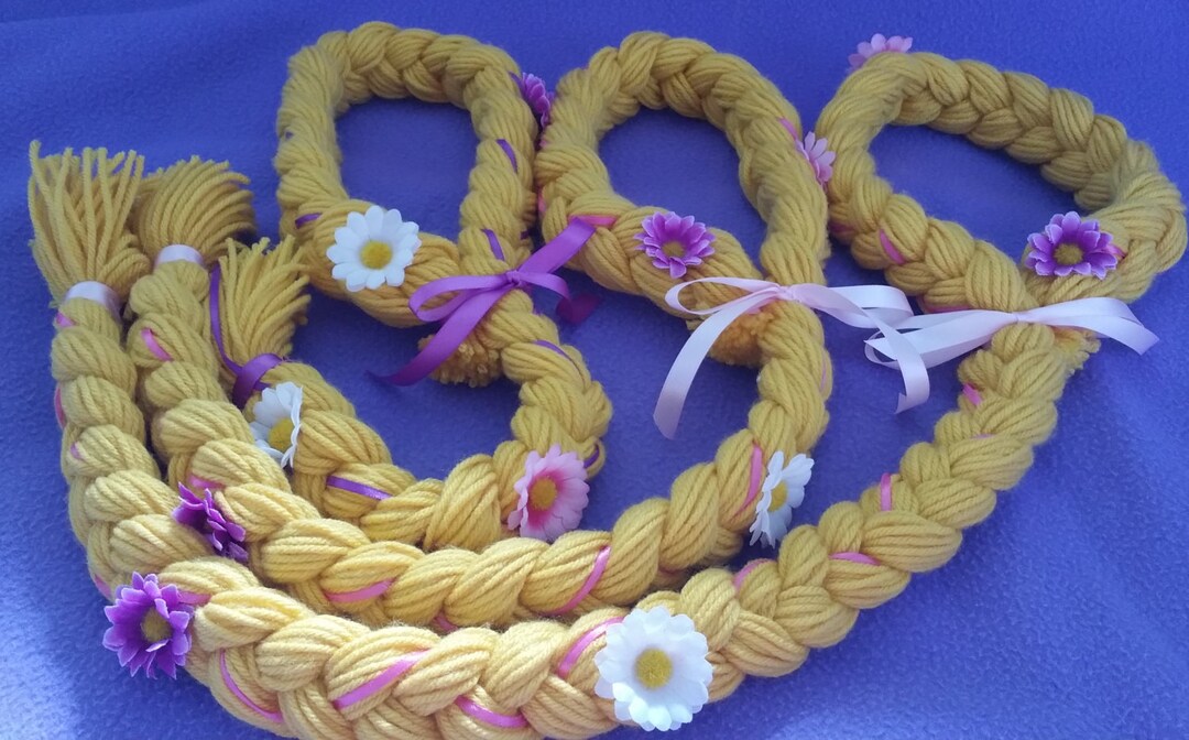Disney Inspired Tangled Rapunzel Braid Adjustable Yarn Hair Wig Costume ...