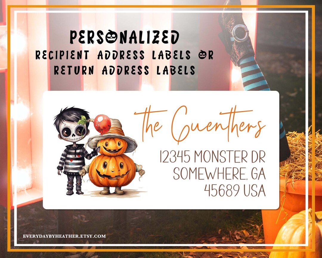 Halloween Cute Monster Recipient or Return Address Labels - Etsy