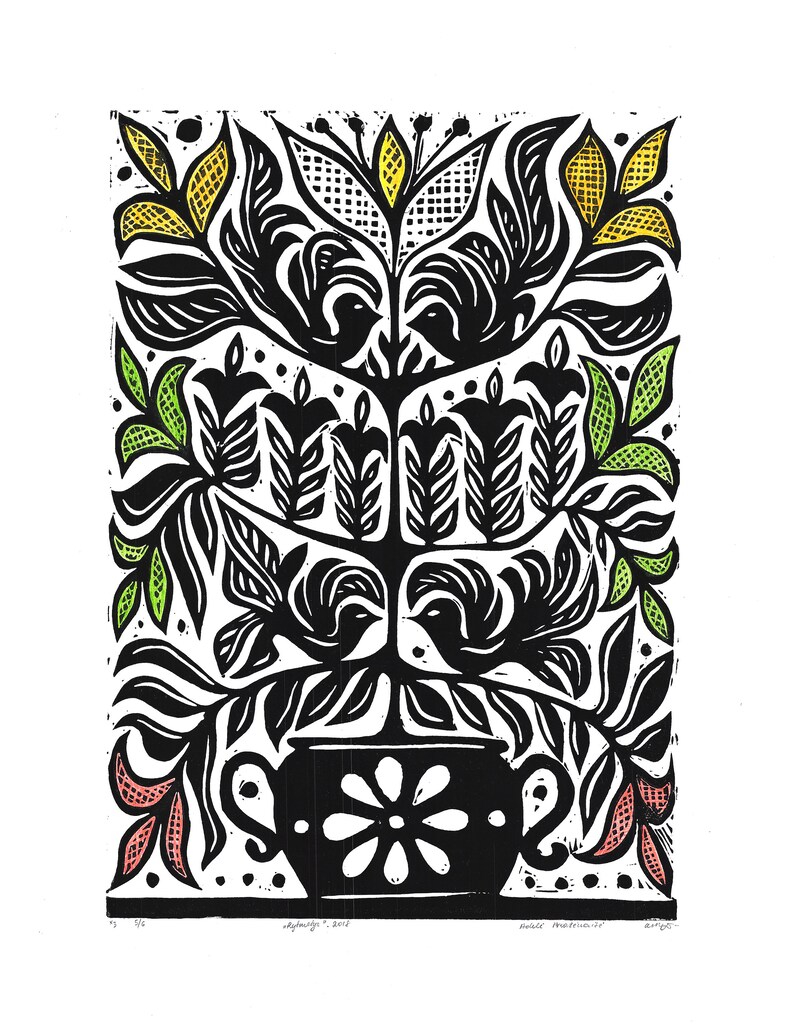 Art & Collectibles Prints Original Linocut Print Lithuania by ...