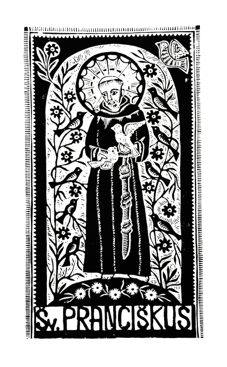 Saint Francis Original Woodcut Print | Traditional Lithuanian Handmade ...