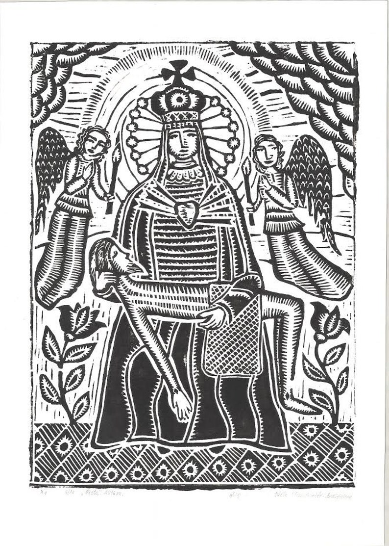 Pieta Original Woodcut Print Traditional Lithuanian Handmade Woodcut ...