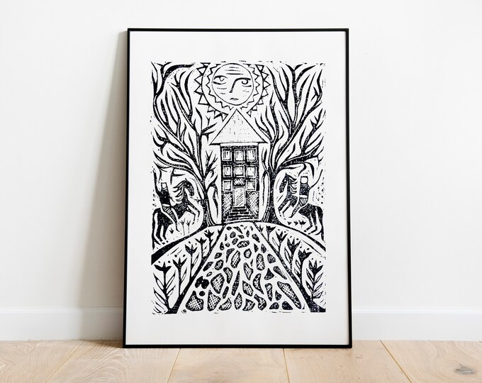 Original Linocut Print "lithuanian Past" by Lithuanian Folk Artist ...
