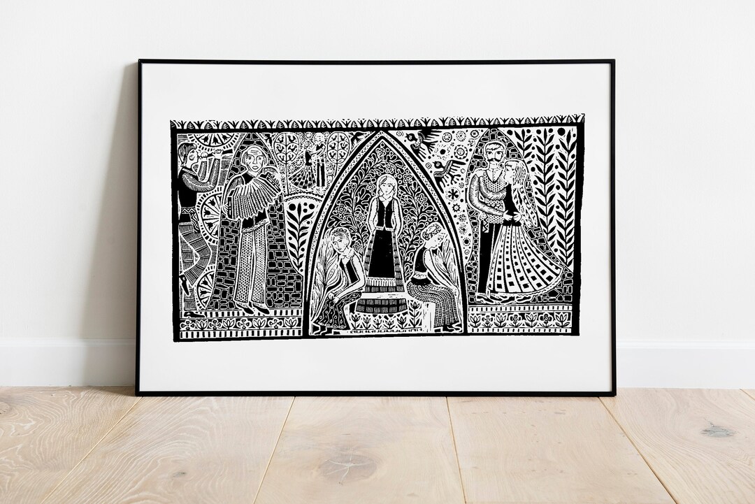 Native Linocut Print Town's Dance by Famous Lithuanian Artist - Etsy