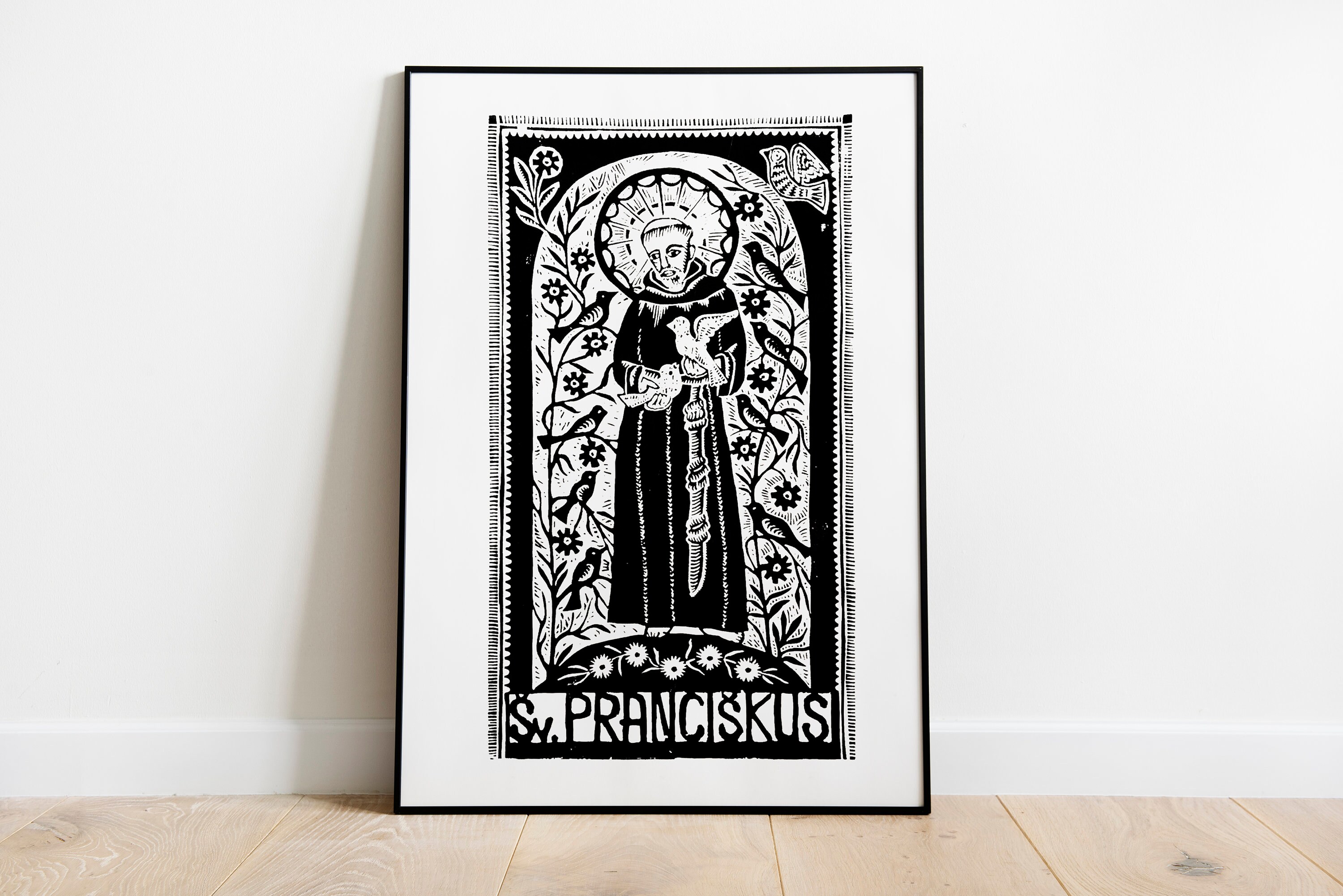 Saint Francis Original Woodcut Print | Traditional Lithuanian Handmade ...