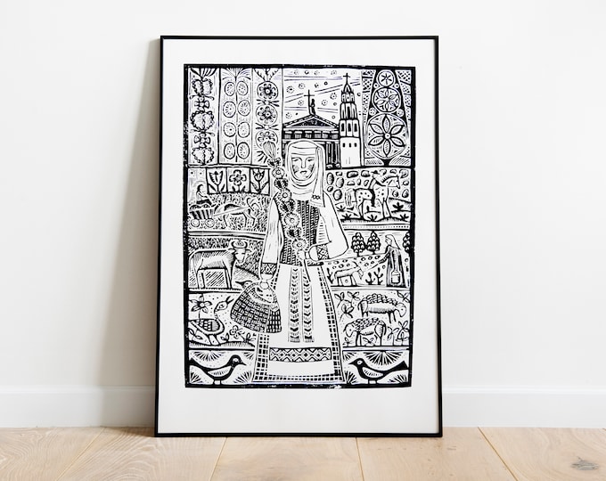Native Linocut Print coming From Kaziukas Fair by Famous Lithuanian ...