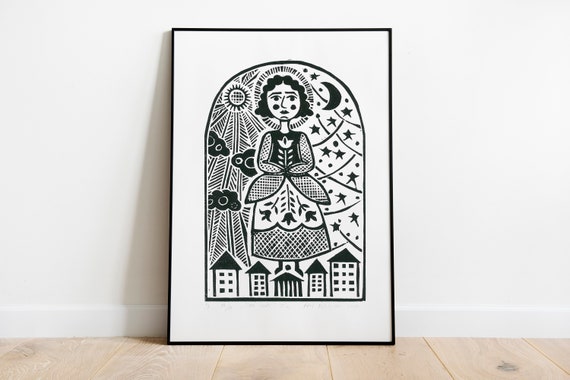 Art & Collectibles Prints Original Linocut Print Lithuania by ...