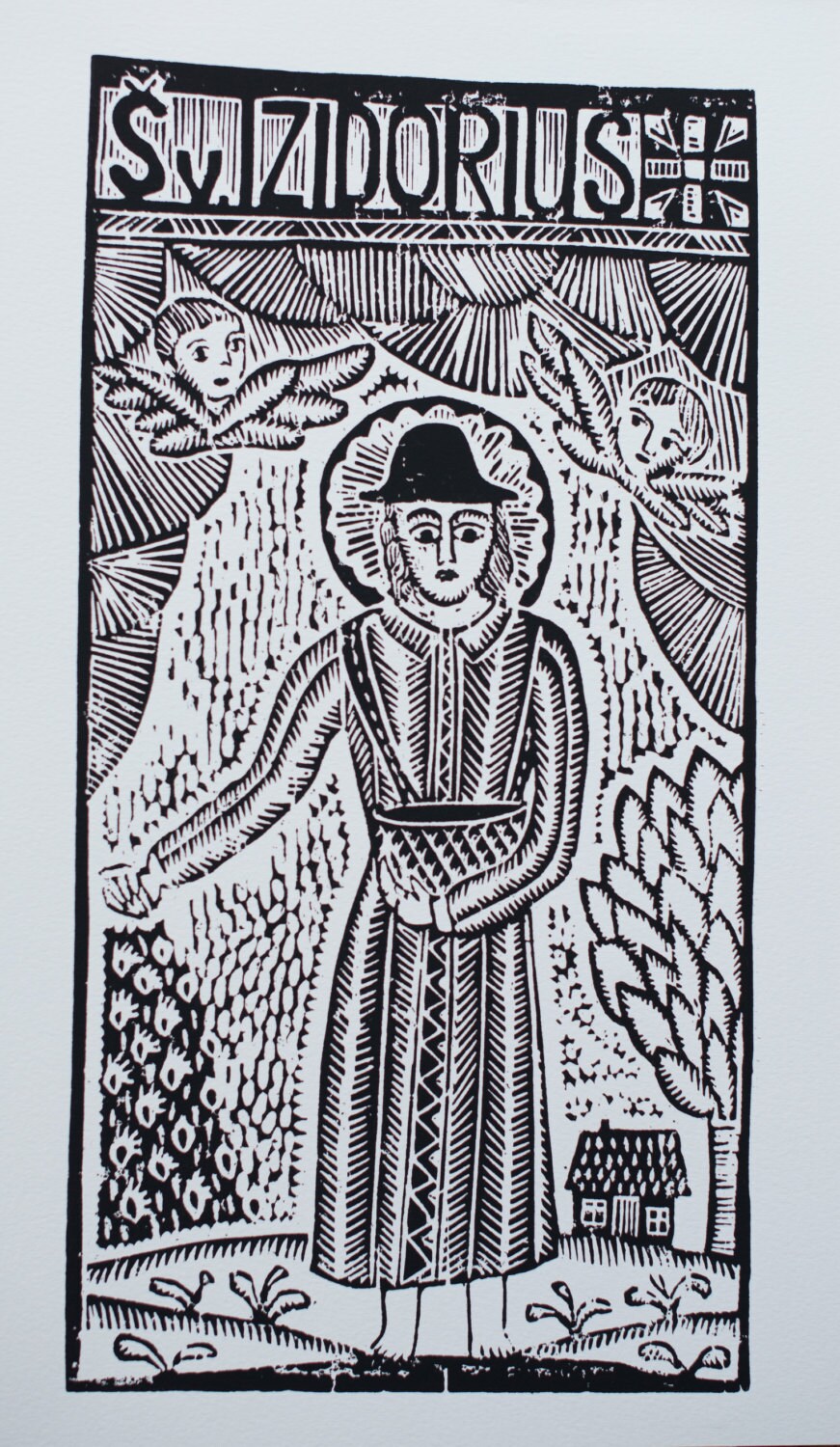 Traditional Lithuanian Woodcut "Saint Izidorius" by Odeta Brazeniene ...