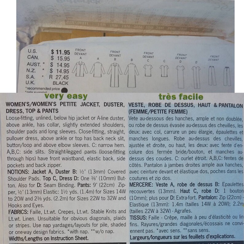 Plus Size sewing pattern Delta Burke 90s duster vintage | Etsy