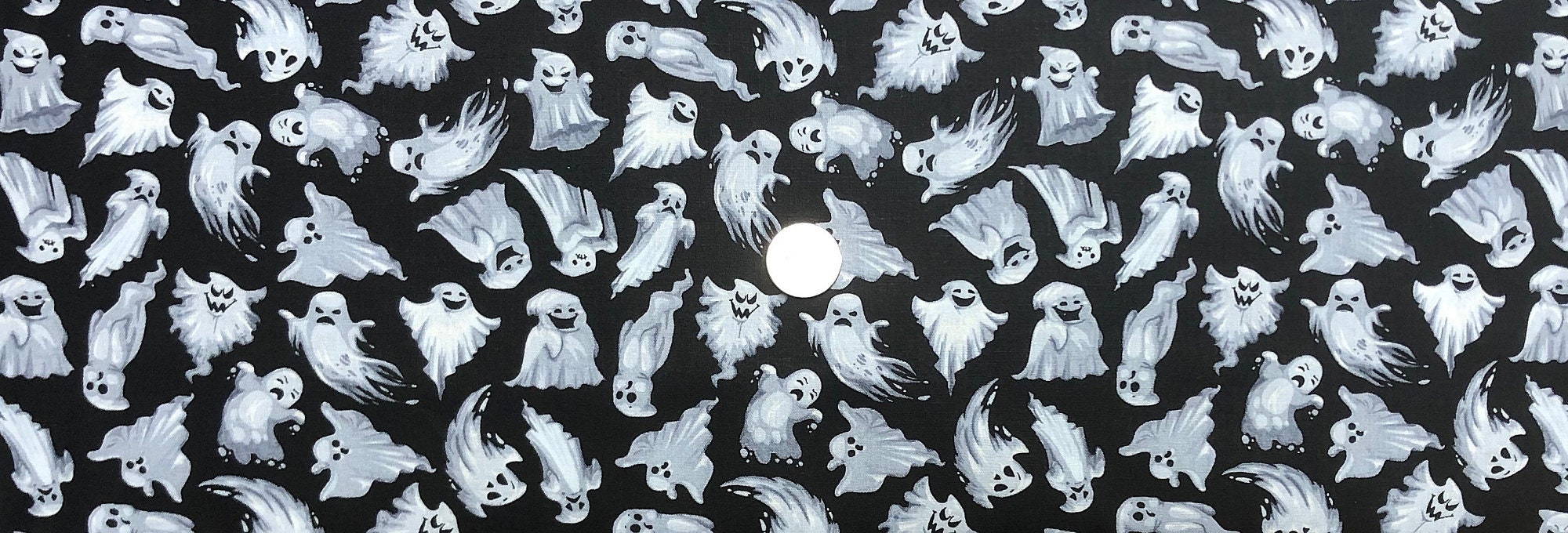 Halloween ghosts all over black. Spooky ghost fabric. EERIE | Etsy