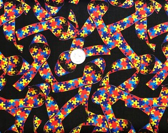 Puzzle Fabric Brightly Colored Jigsaw by Studiofibonacci - Etsy