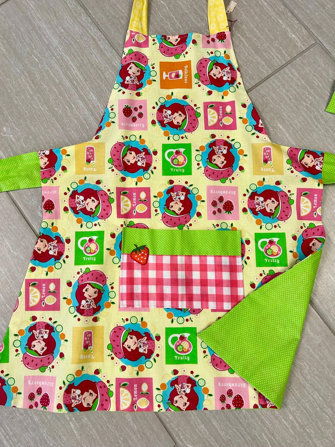 Handmade Berry Sweet Apron, Cartoon Girl Strawberry Print | Kid's Size ...