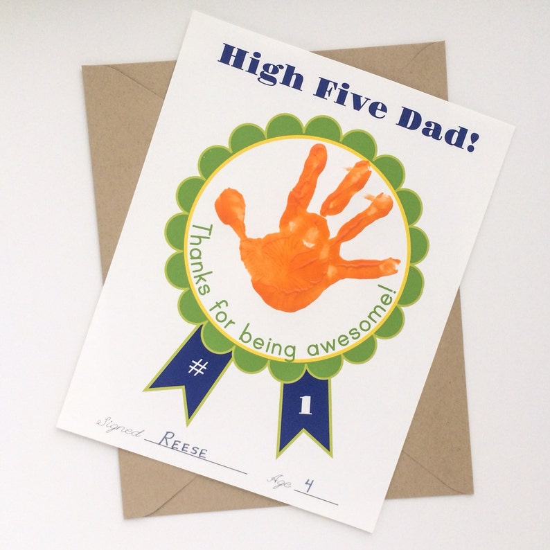 Father's Day Card Keepsake Certificate High Five INSTANT DOWNLOAD - Etsy