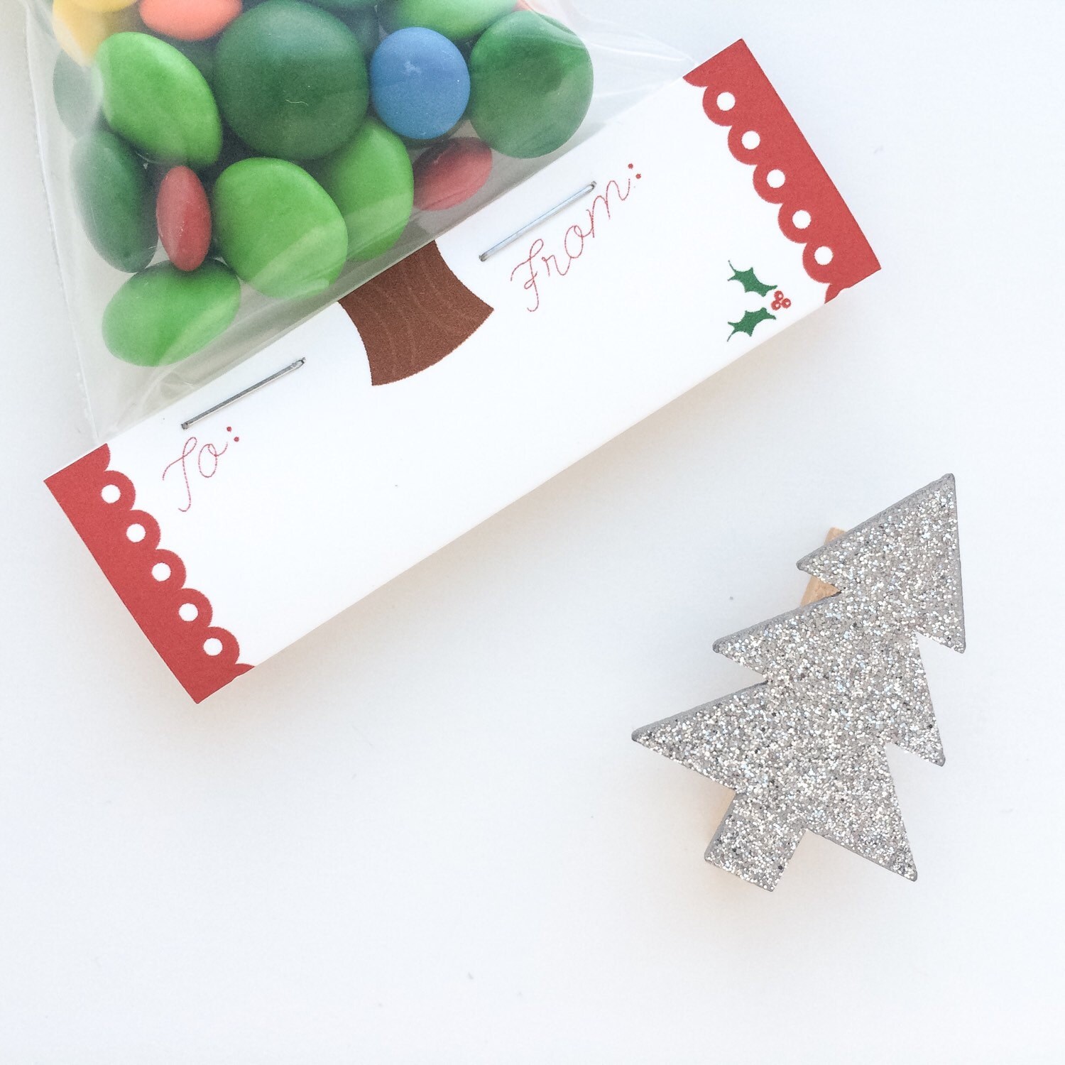 Merry Christmas Tree Holiday Party Candy Favor Bag Gift Tag - Etsy