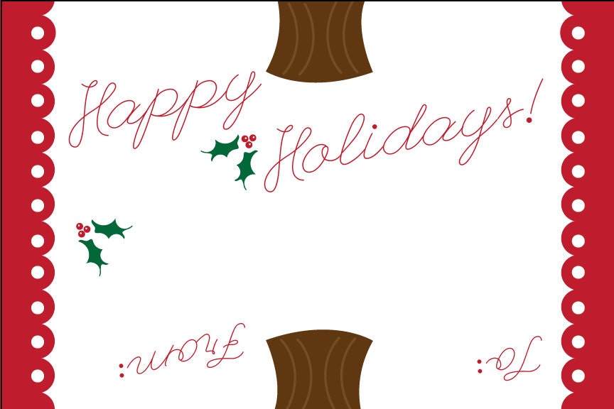 Happy Holidays Tree Holiday Party Candy Favor Bag Gift Tag Printable ...