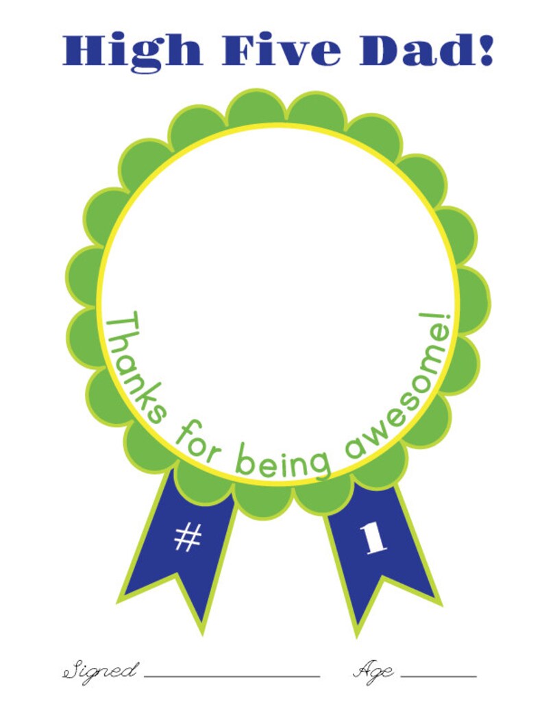 Father's Day Card Keepsake Certificate High Five INSTANT DOWNLOAD - Etsy