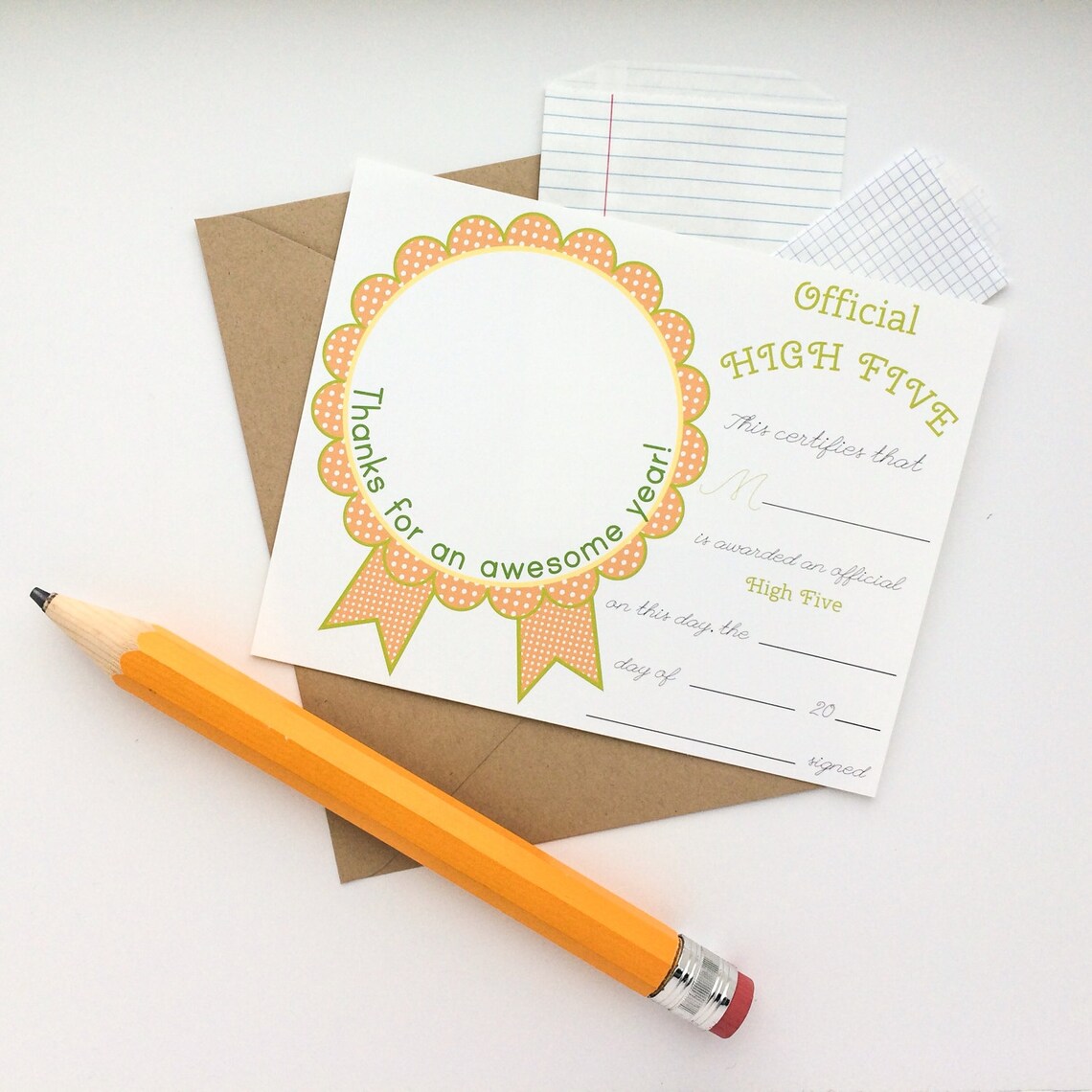 Teacher High Five Award Certificate Thank You Card in Red/blue INSTANT ...