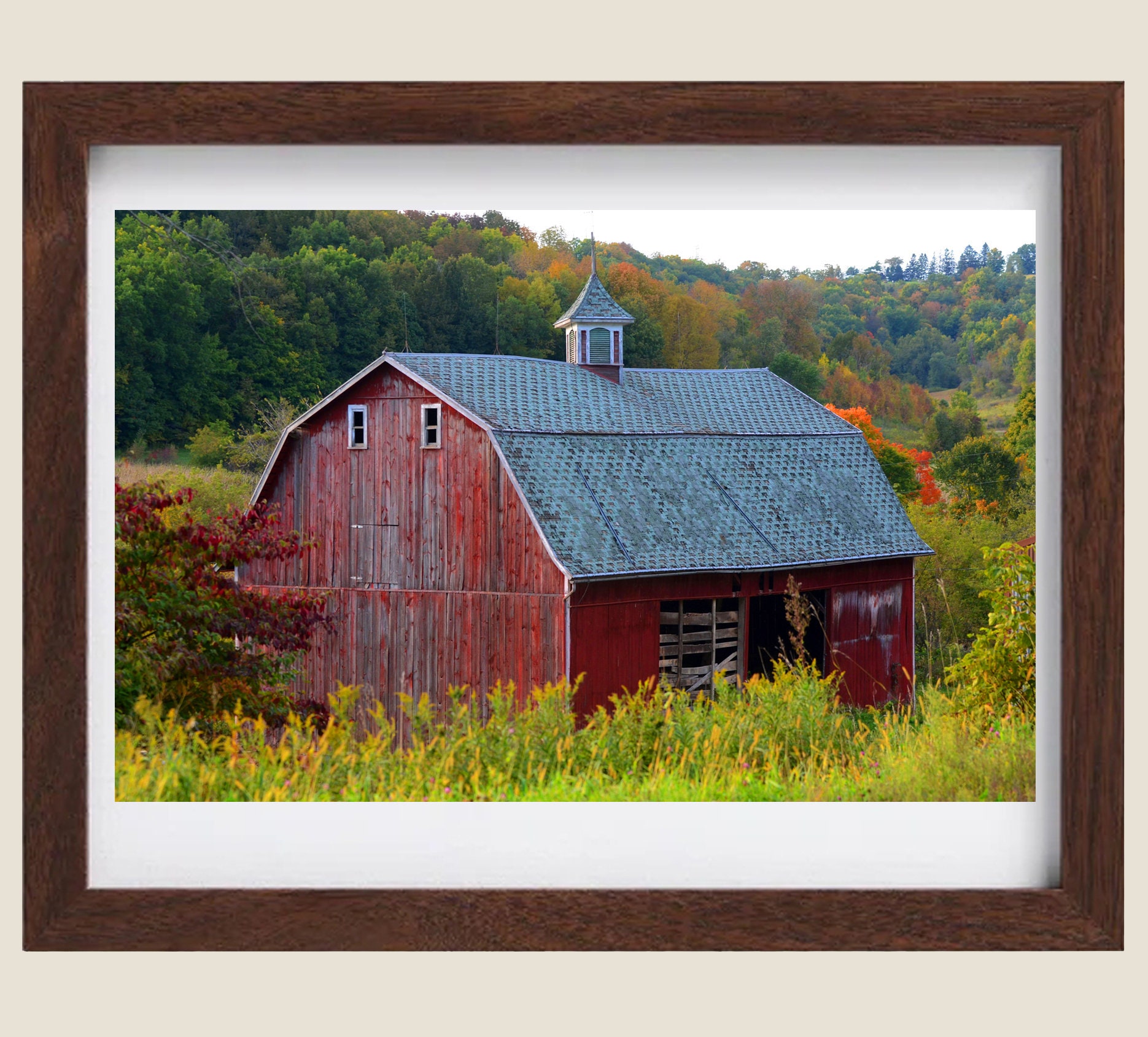 Red Barn Print: Wisconsin Farm Photography, Autumn Landscape - Etsy