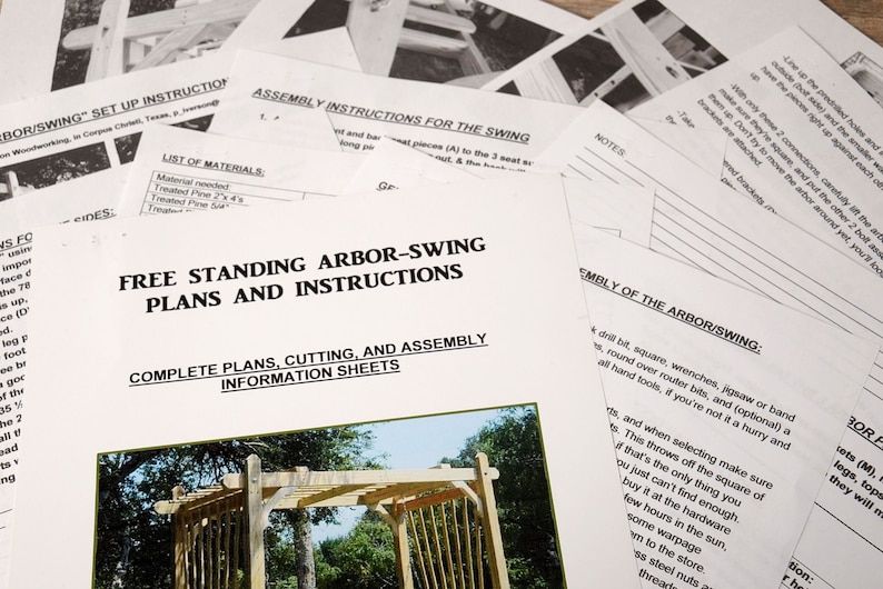 ARBOR/SWING PLANS: Digital File Containing Photos, Materials List ...
