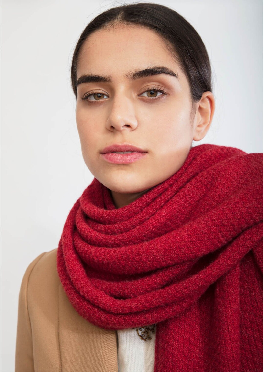 Lambswool Red Scarf, Sofa Throw, Blanket, Winter Accessory, Womens ...