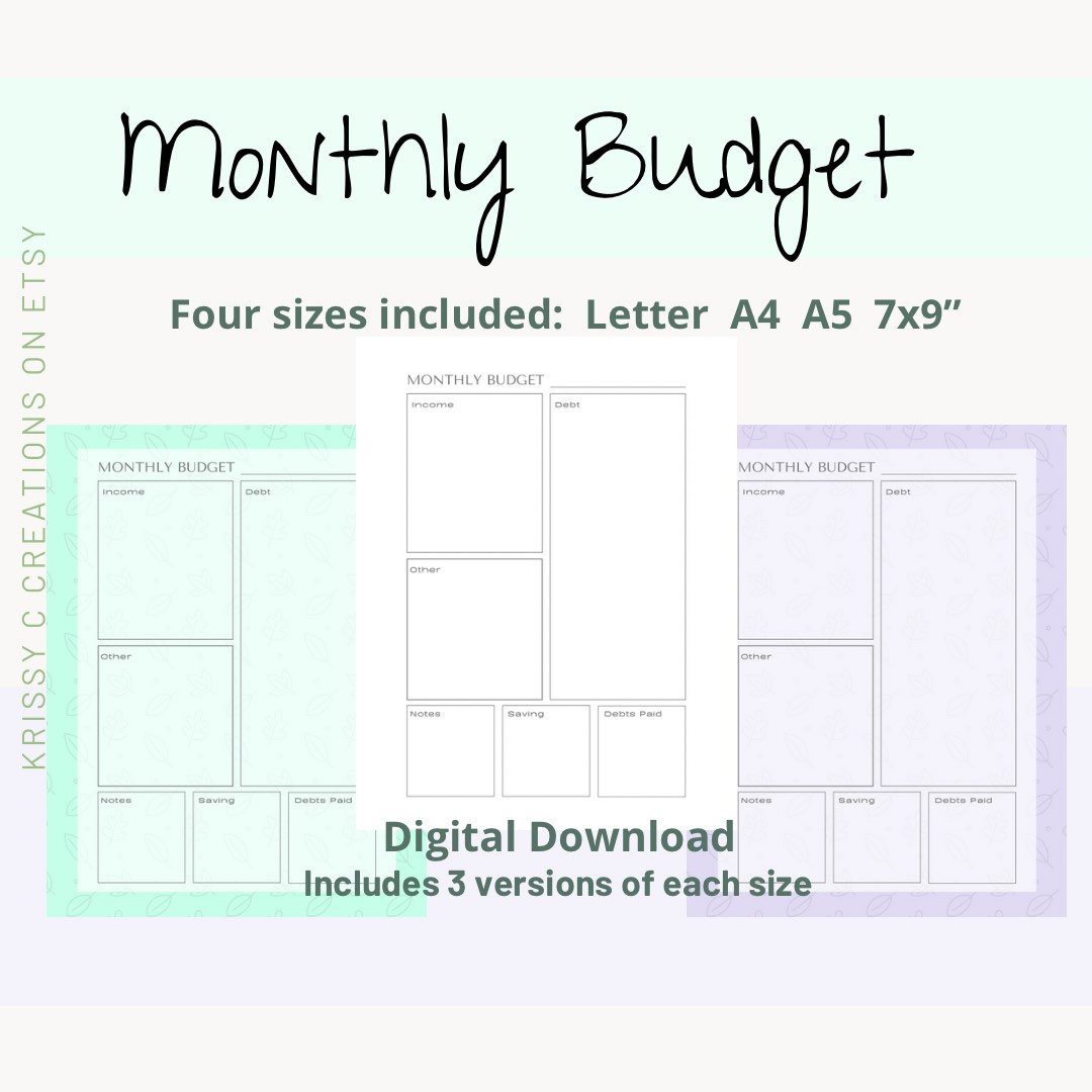 Monthly Budget Tracker. Printable Monthly Budget Tracker PDF. - Etsy