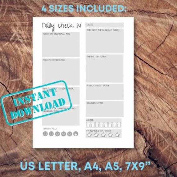 Daily Check in Printable. Printable PDF. Digital Download. - Etsy Australia