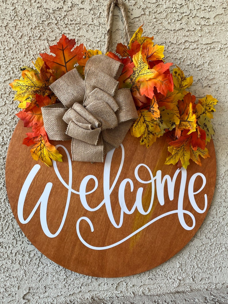 Fall Welcome Sign Decor Thanksgiving Front Door Wall Hanger - Etsy