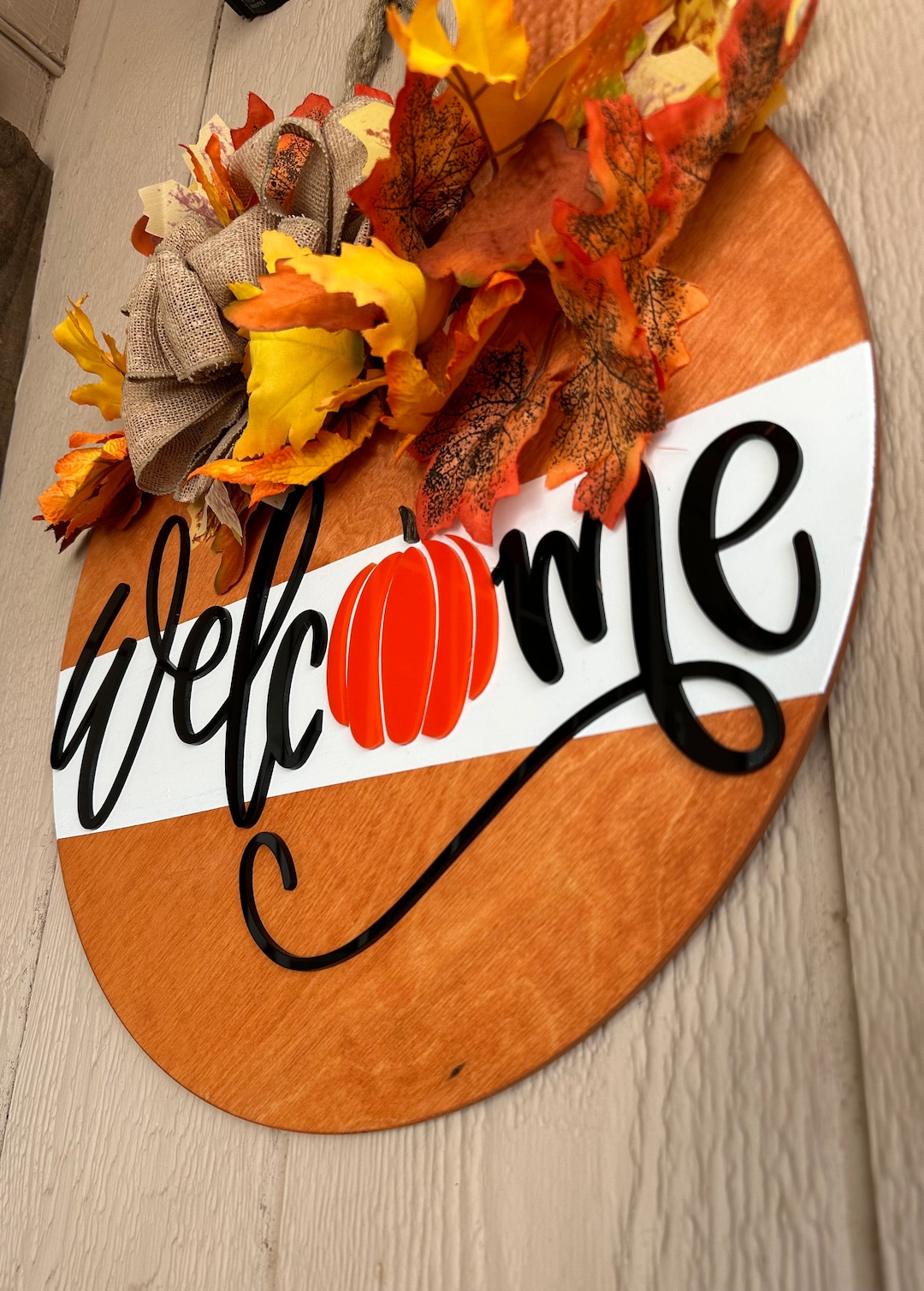 Fall Front Door Sign, Thanksgiving Welcome Pumpkin, Hanger, Porch Decor ...