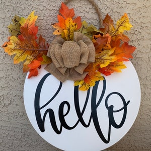 Fall Front Door Decor, Hello Fall Sign Thanksgiving Wall Hanger, Fall ...