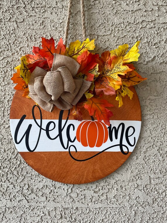 Fall Front Door Sign Thanksgiving Welcome Pumpkin Door - Etsy