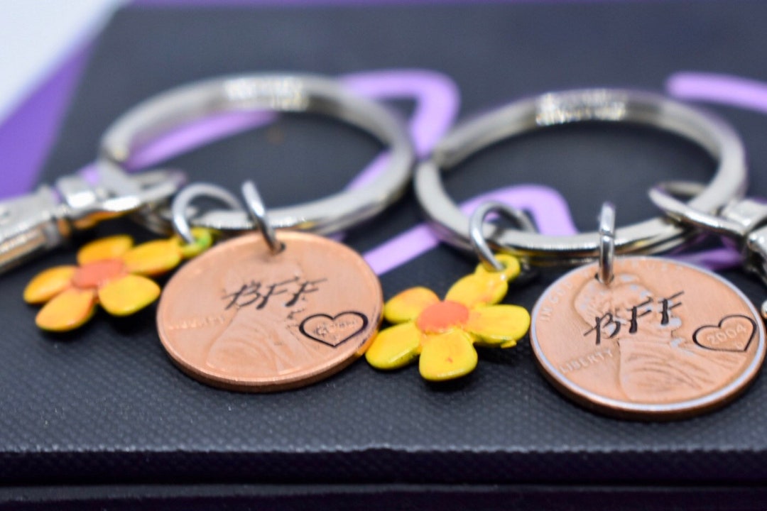 Penny Keychain Best Friends Keychain Set Couples Keychain - Etsy