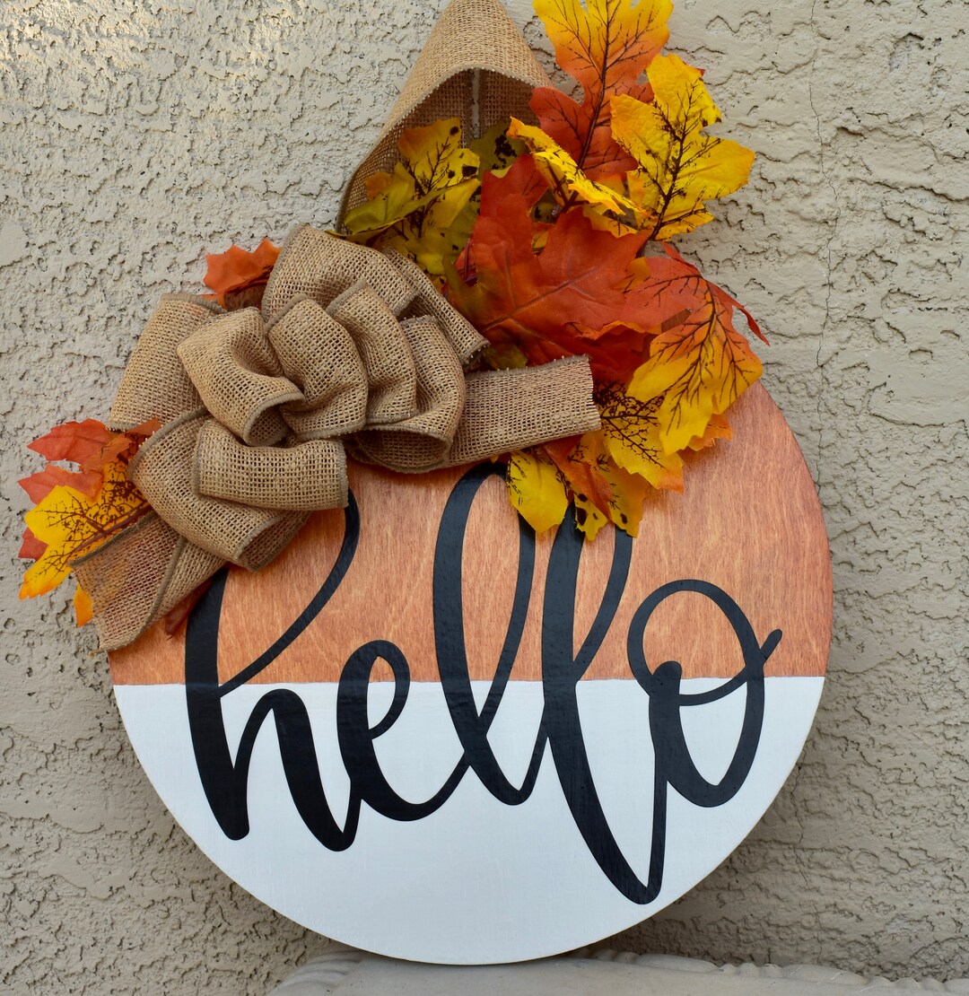 Fall Front Door Decor, Thanksgiving Hello Fall, Wall Hanger, Fall Decor ...