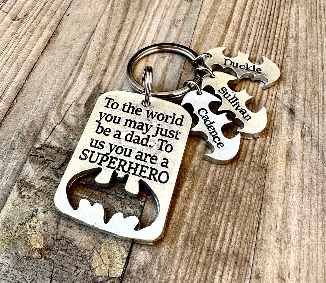 Personalized Fathers Day Gift, Superhero Dad Keychain Best Dad Ever ...