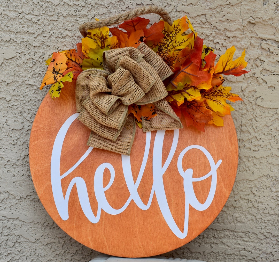 Fall Front Door Decor, Hello Fall Sign Thanksgiving Wall Hanger, Fall ...